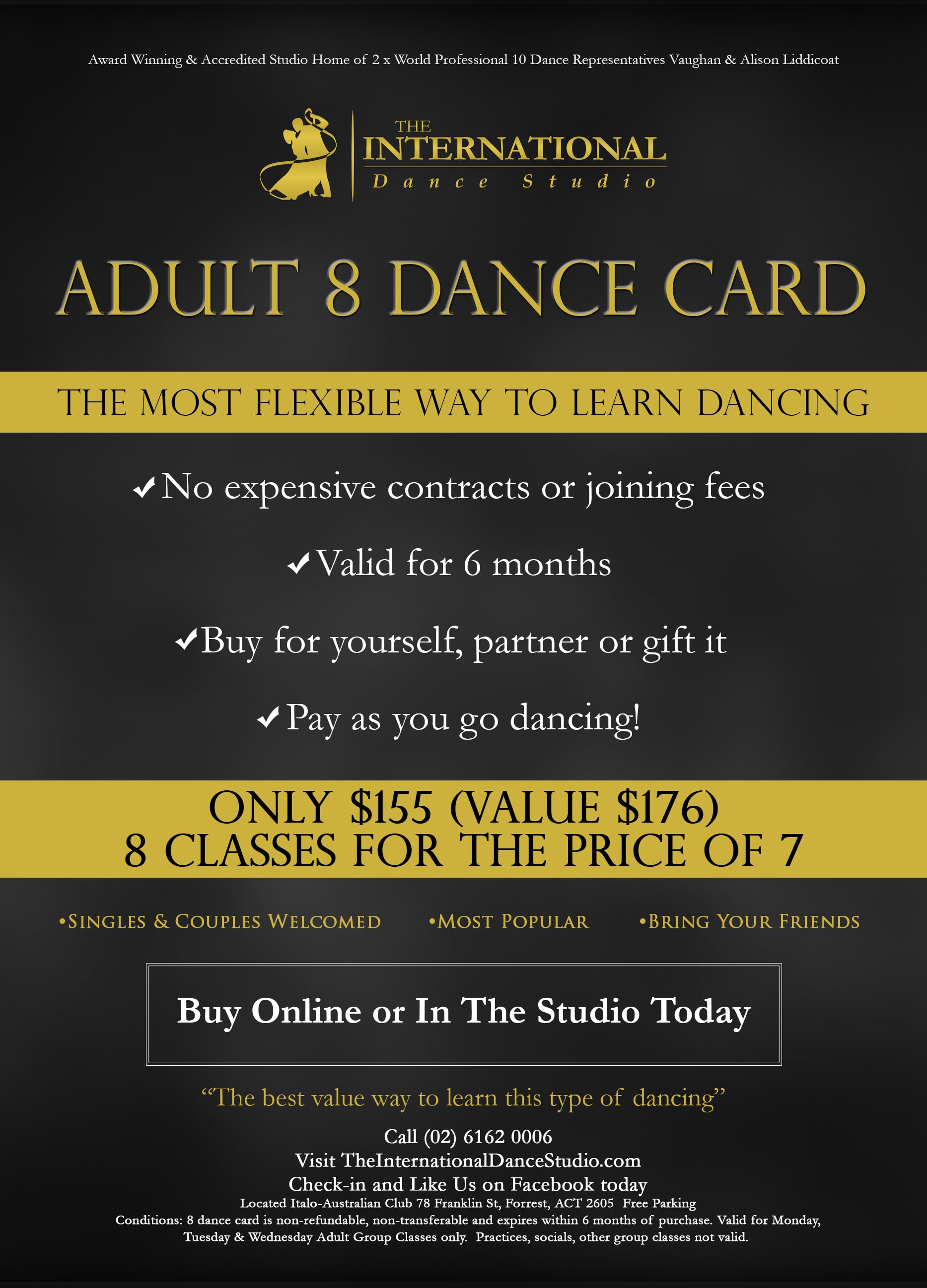 Adult 8 Dance Card - The International Dance Studio - Canberra ...